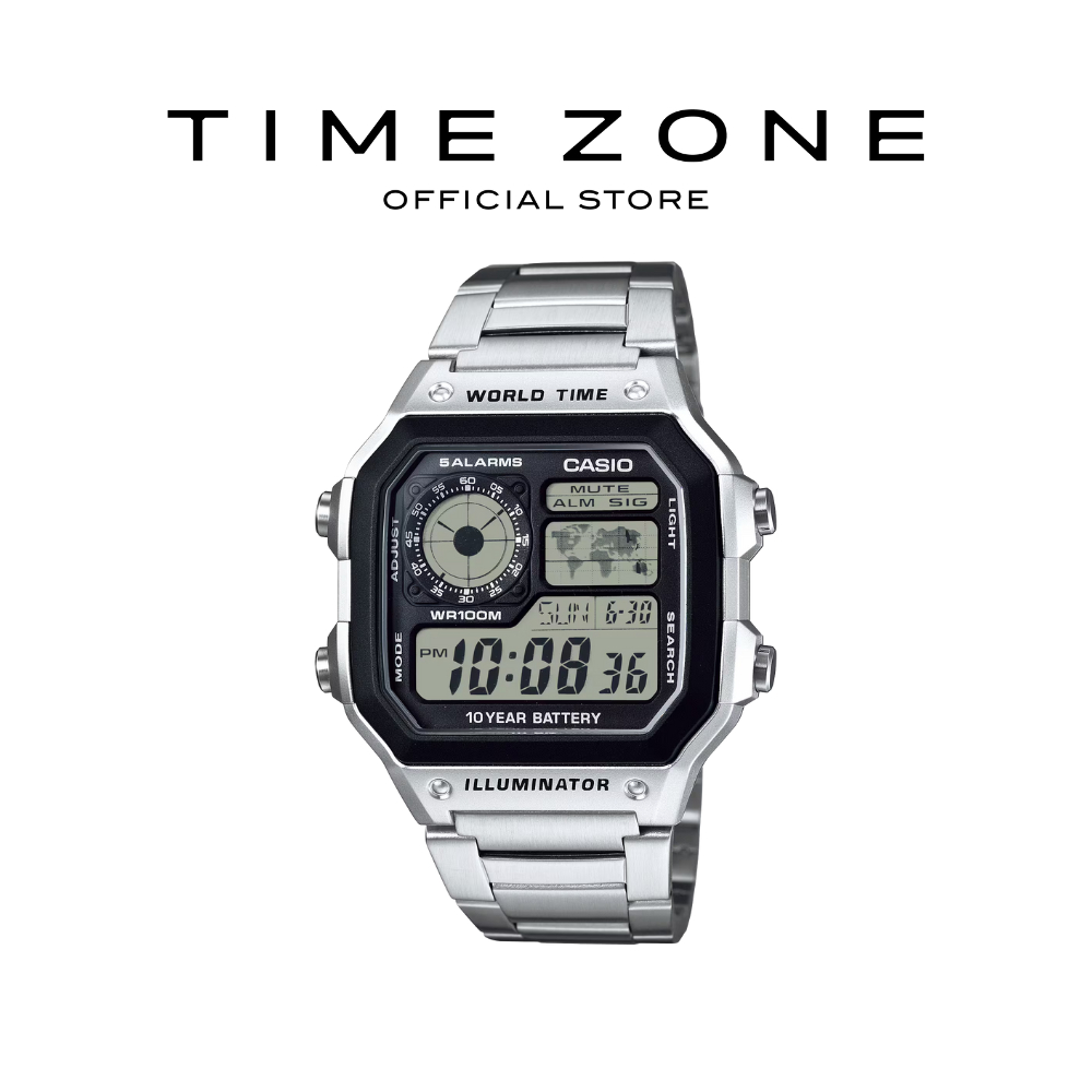 Time Zone | Casio General Timepiece | Stainless Steel Strap | Digital ...