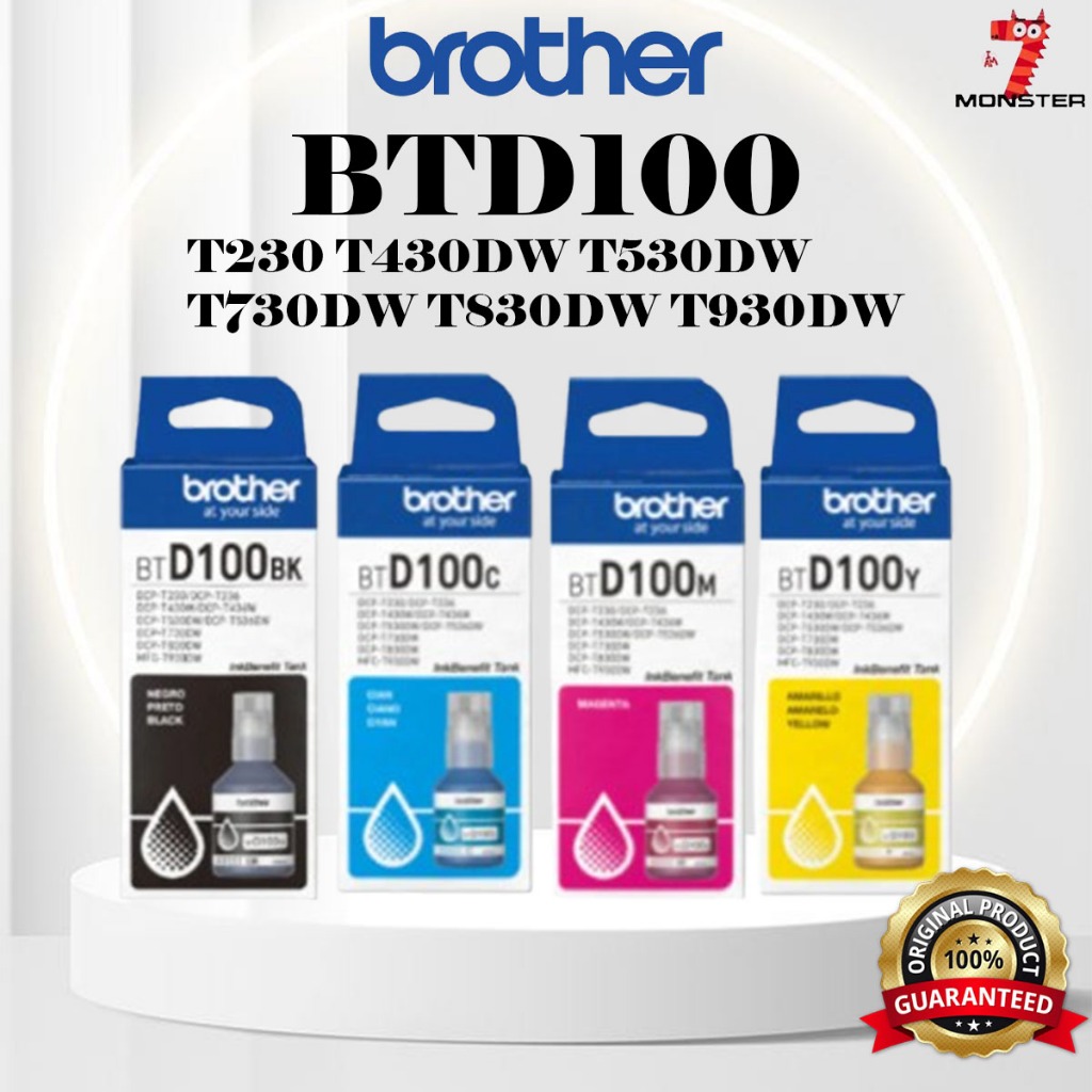 (ORIGINAL) Brother BTD100 BT-D100 D100 Black Cyan Magenta Yellow Ink ...