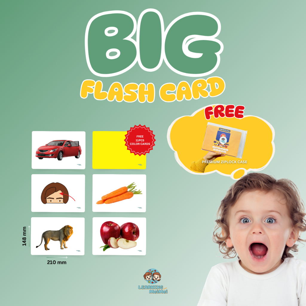 100pcs Big Flash Card for baby learning flash card for kids Body Parts ...