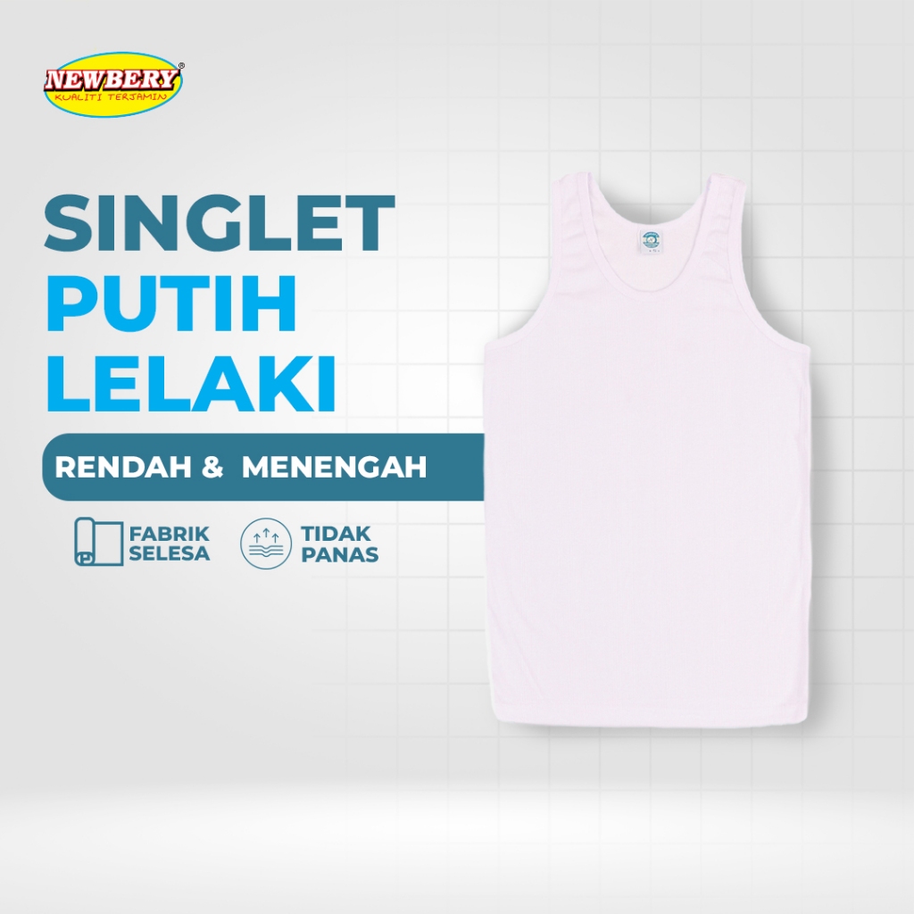NEWBERY Singlet Sekolah Lelaki/Singlet Putih Budak & Dewasa/Singlet ...