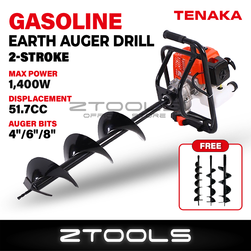 (Japan) TENAKA Earth Auger Drill Machine 52cc 2-Stroke Engine Mesin ...