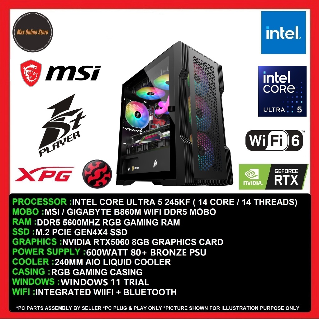 Office Value GAMING PC Desktop Intel Core 5 ultra 245KF/32GB/16GB/1TB ...