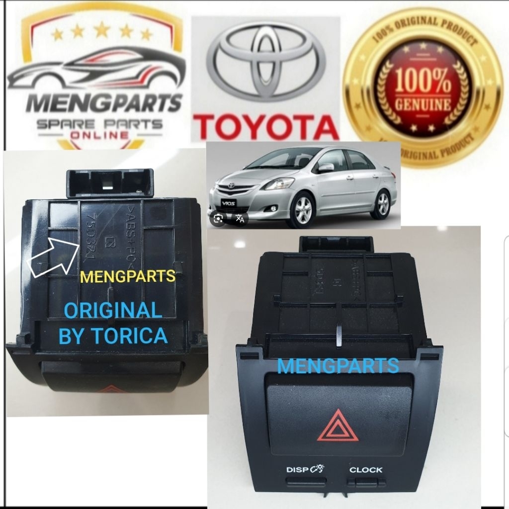 * ORIGINAL TOYOTA VIOS NCP93 2007Y-2012Y EMERGENCY HAZARD SWITCH 84330 ...