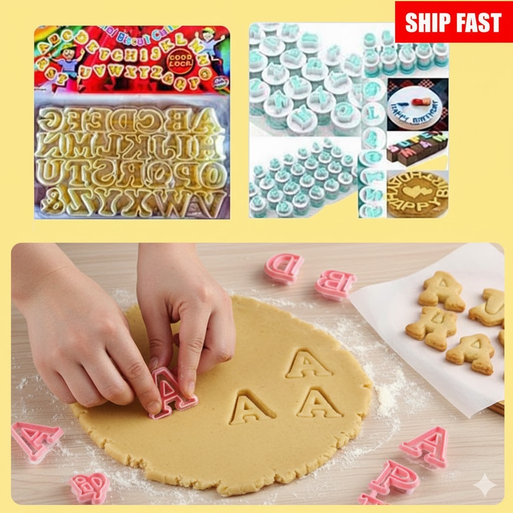 Huruf Fondant ABC Alphabet Cutter Set 64 pcs Capital & Small Letter ...