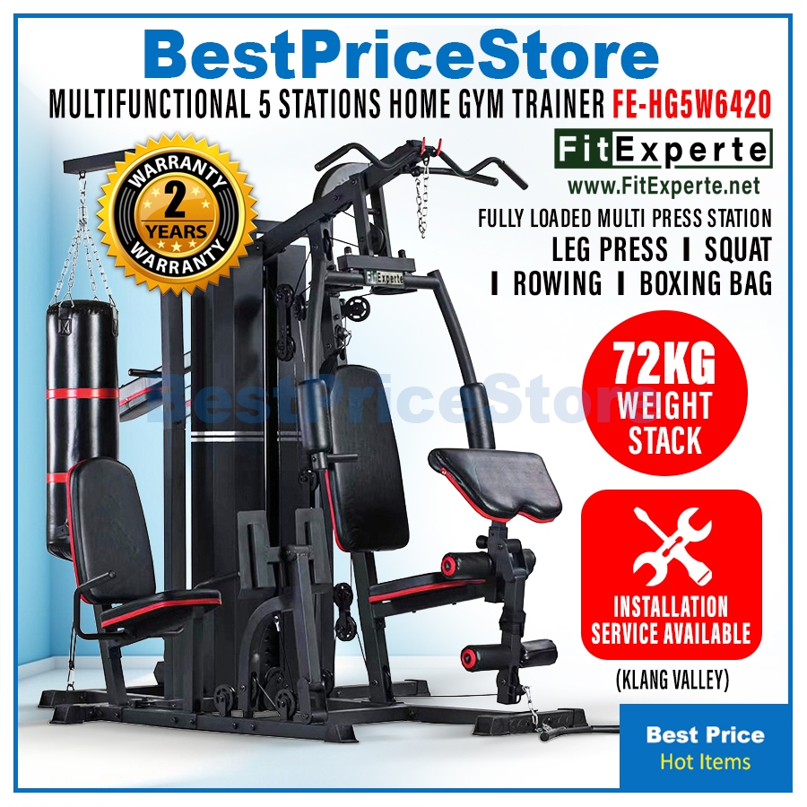BPS FEXPERT 5Way Home Gym Station Machine Equipment 72kg Stack Leg ...