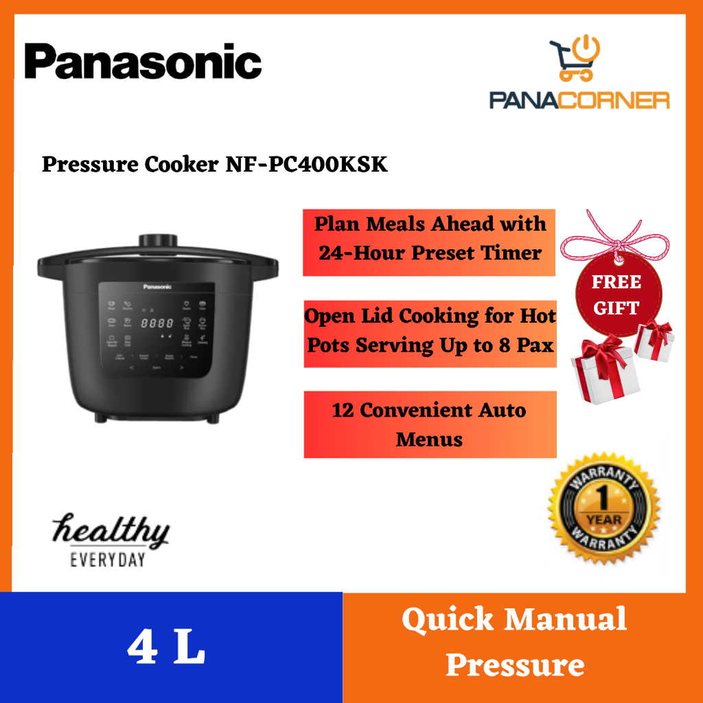 Panasonic 4L Pressure Cooker NF-PC400KSK- Easy & Nutritious One-Pot ...