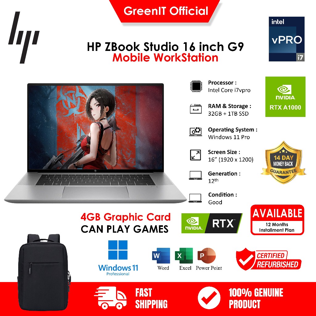 HP ZBook Studio G9 Mobile WorkStation | Intel Core i7-12800H | 32GB RAM ...