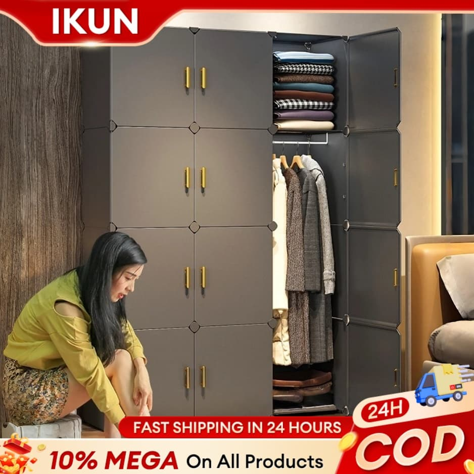IKun PP Clothes Cabinet Home Bedroom Wardrobe Stackable Clothes Storage ...