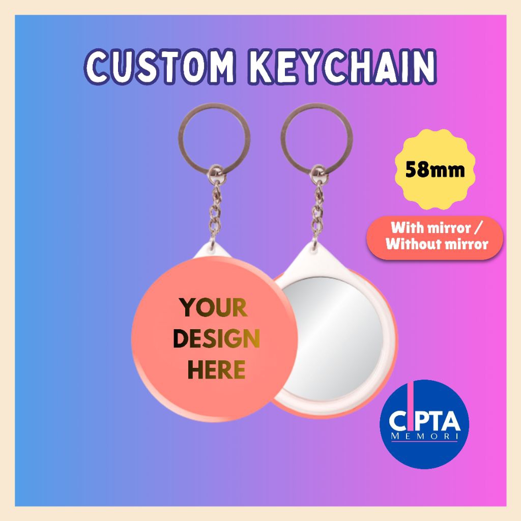 CUSTOM BUTTON BADGE KEYCHAIN 58MM SOUVENIR | Shopee Malaysia