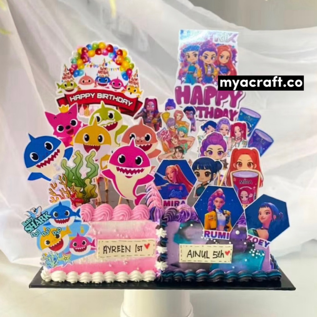 Cake Topper Huntrix 1Set / Hiasan Kek Kartun Murah / Cake Decoration ...
