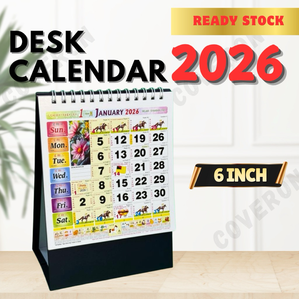 6 inches Desk Calendar 2026 / Table Calendar / Kalendar Meja / Kalendar Kuda / Horse Calendar ...
