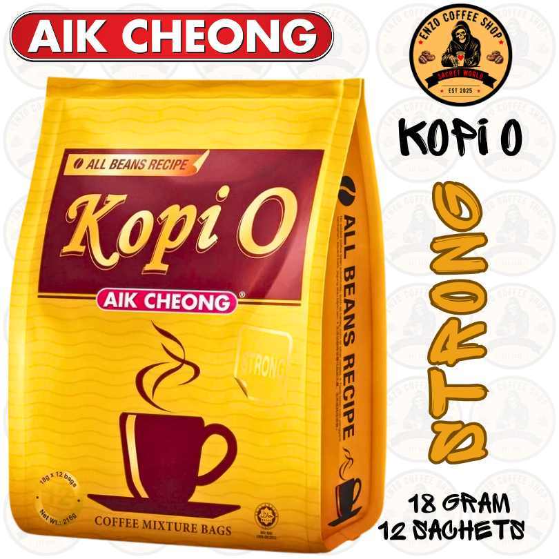 AIK CHEONG KOPI O STRONG INSTANT COFFEE DRINK / 12 SACHETS X 18 GRAM ...