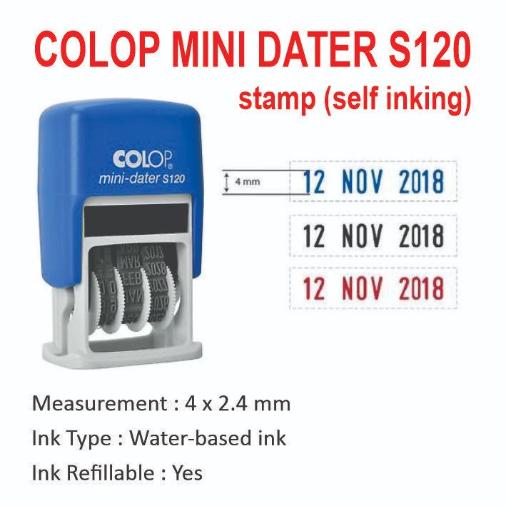 COLOP Mini-Dater S120 (Blue, Red, Black Ink) Self-Inking stamp | Shopee ...