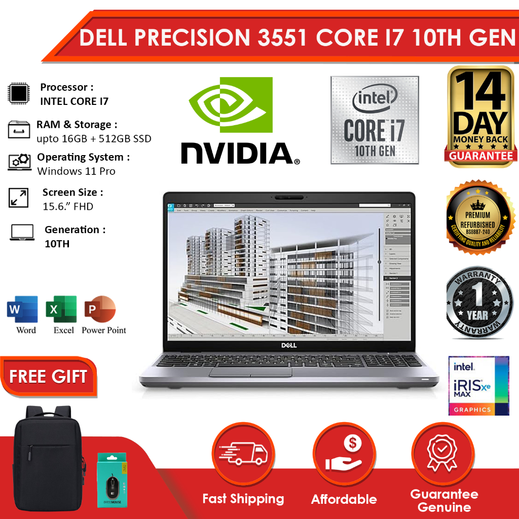 DELL PRECISION 3551 MOBILE WORKSTATION LAPTOP WITH INTEL 10TH GEN ...