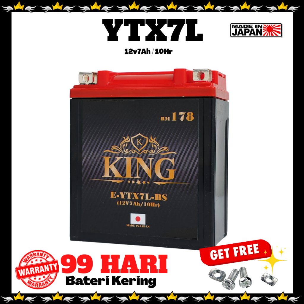 KING BATERI YTX7L MOTORCYCLE BATTERY R25 RFS 150 TNT 250 150S CB250R ...