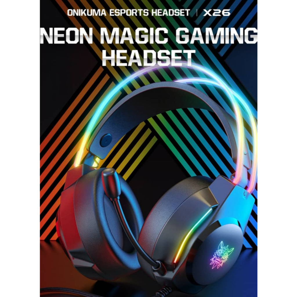 ONIKUMA X26 Wired Headset With Mic RGB Dynamic Lights Lightweight ...