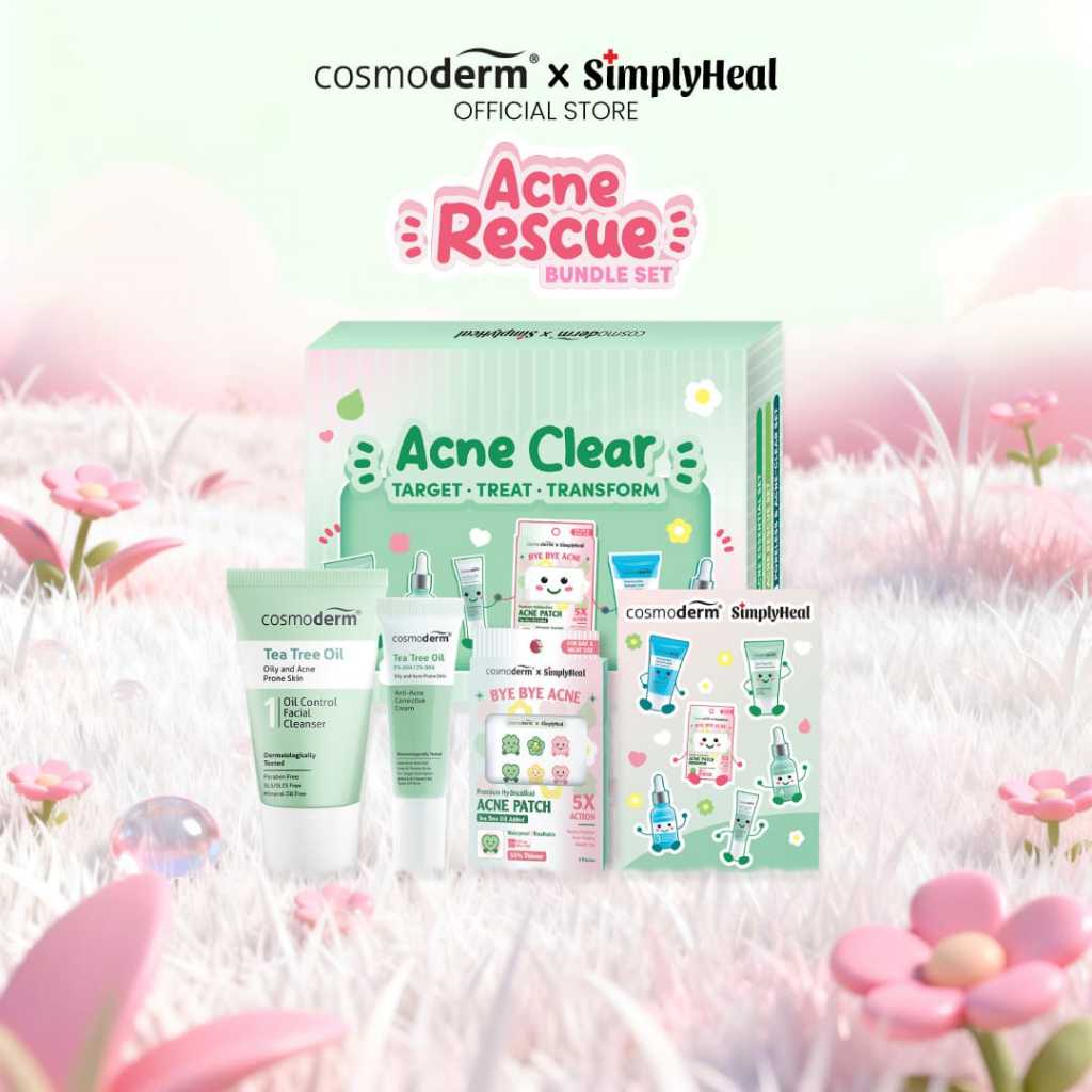 Cosmoderm x SimplyHeal Acne Rescue Bundle Set I Cleanser & Anti-Acne ...