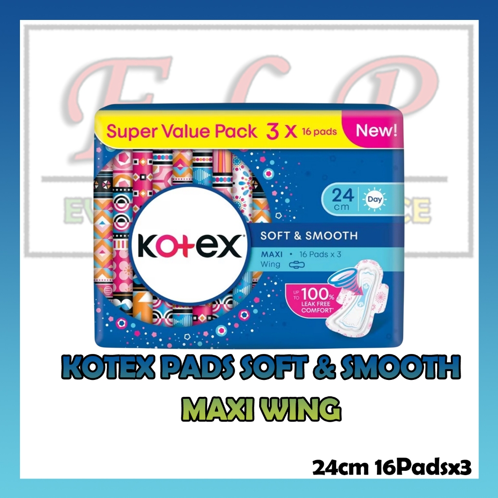 📣Daily Sales📣Kotex Pad Day Soft & Smooth Maxi Wing 24cm 16pads x 3 ...