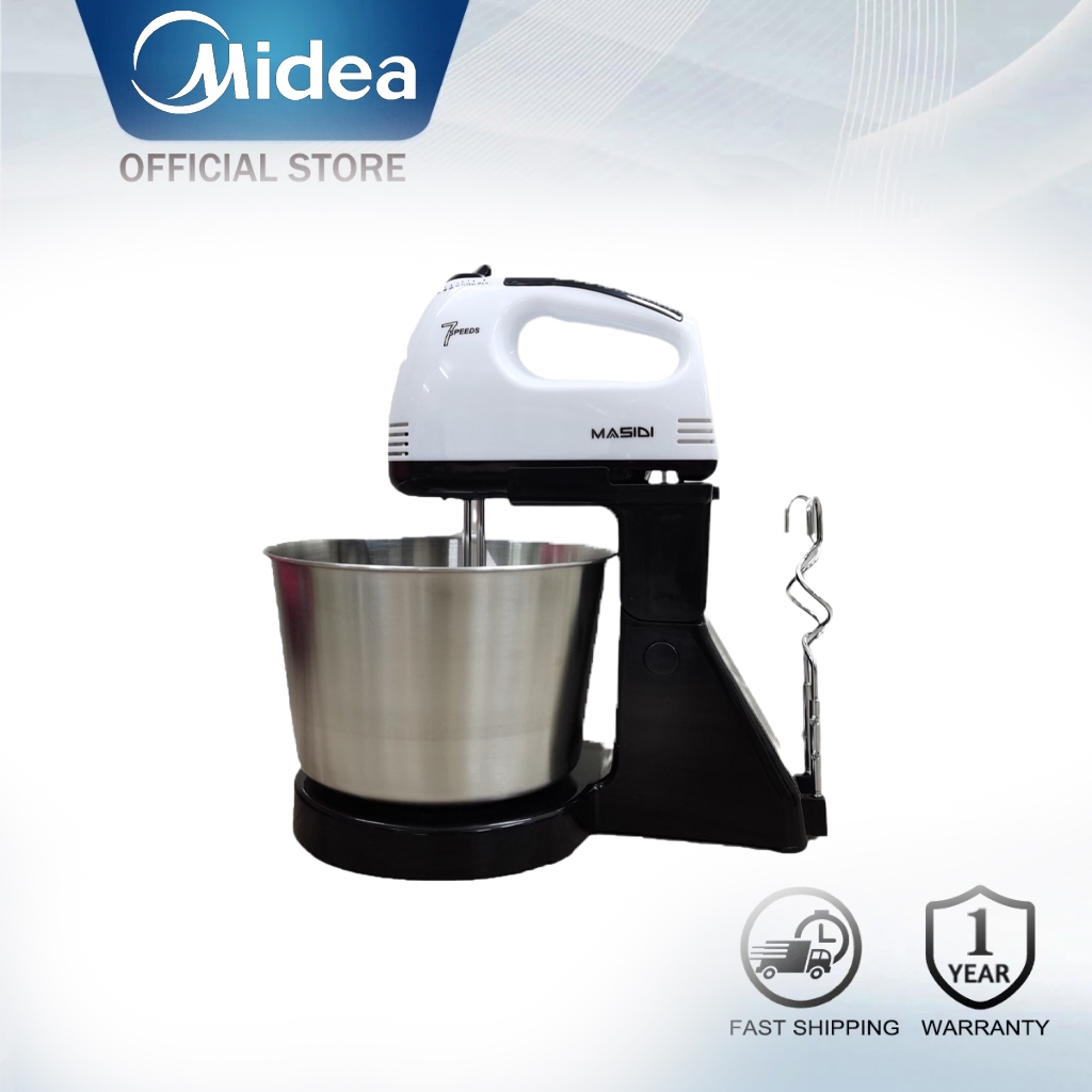 Midea 7-speed upright mixer/hand mixer with stainless steel bowl for ...