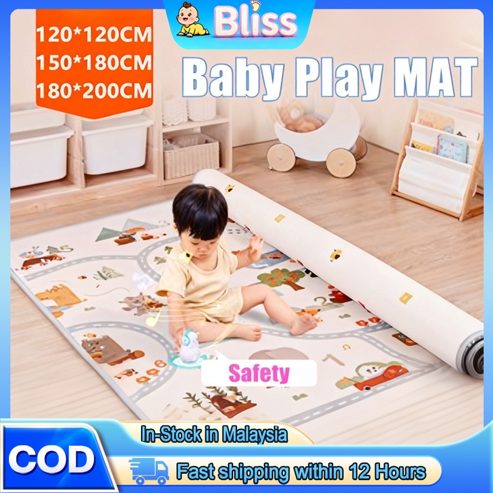 Playmat Thicked Baby Foldable Playing Crawling Floor Mat Thick Tebal ...