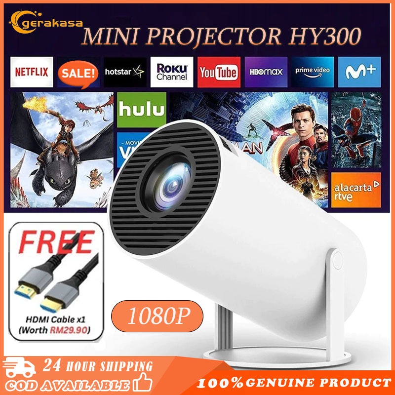 HY300 Portable Projector 1080P Portable Dual Wifi Bluetooth Paparan ...