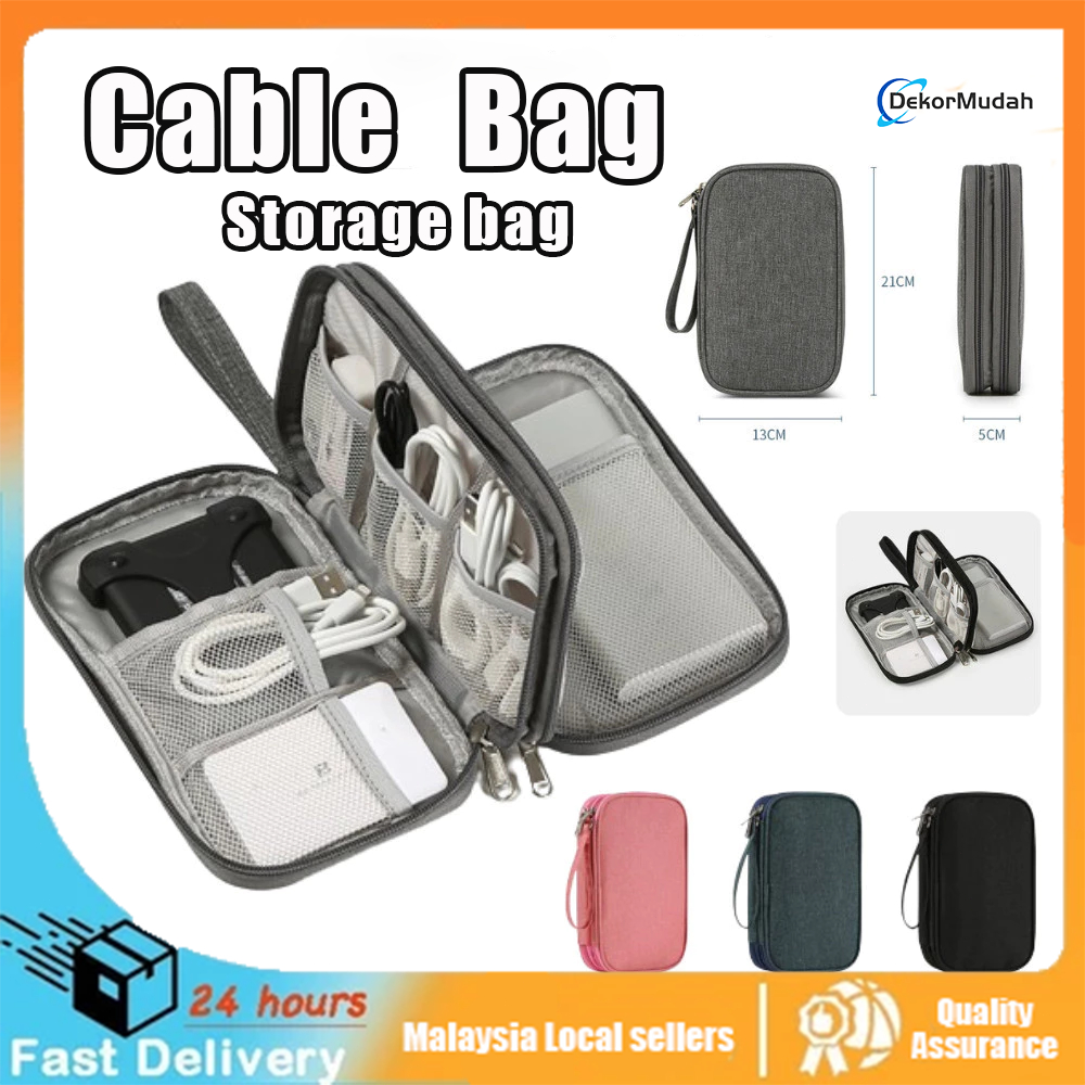 【COD】Double Layer Cable Bag Travel Digital Gadget Bag Cable Bag Travel ...