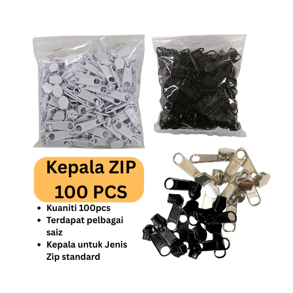 (100PCS) Kepala zip size 3,5,7,&8 (zipper head)/Kepala zip/zipper ...