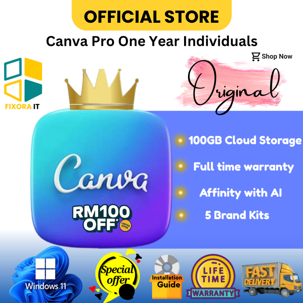 Canva Pro One Year Individuals Plan,100Gb Cloud Storage, Affinity with ...