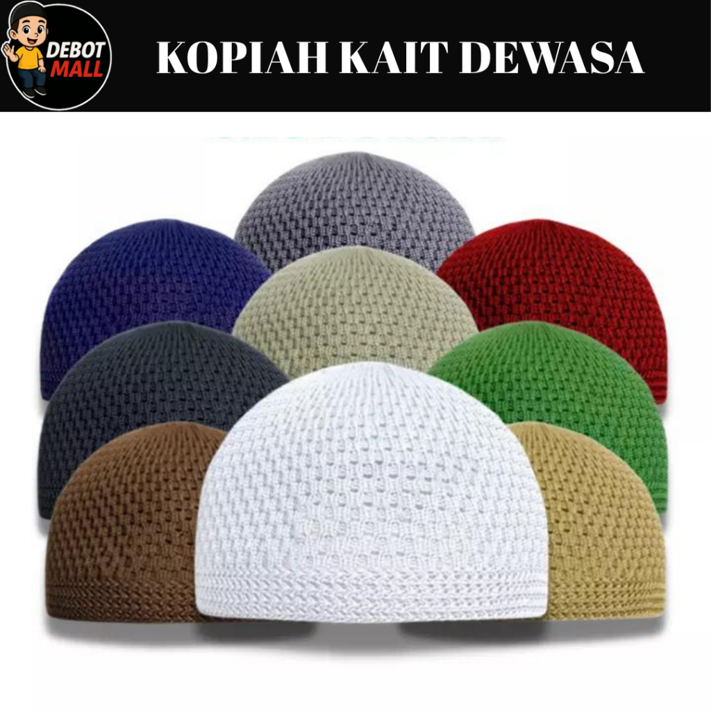 KOPIAH KAIT DEWASA - kopiah putih, kopiah umrah, kopiah haji, songkok ...