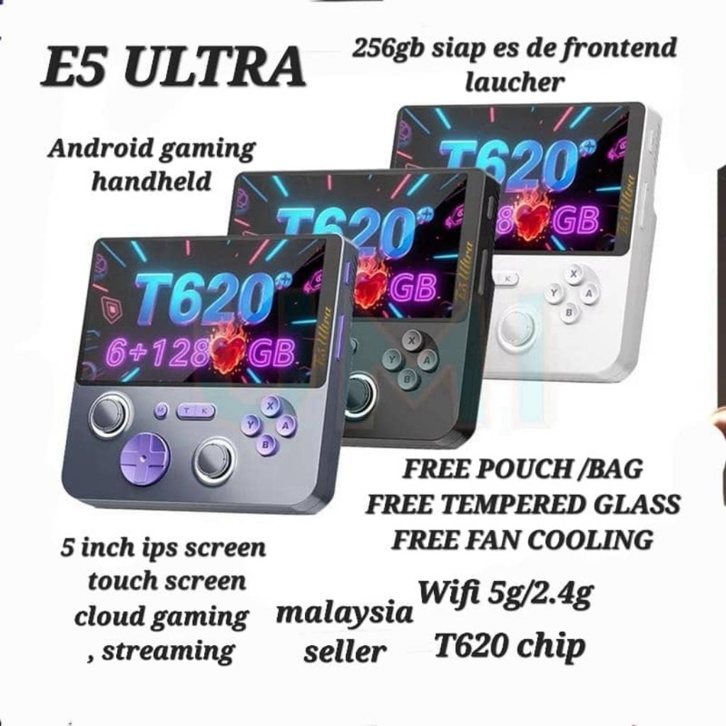 E5 Ultra Handheld Gaming Console Hall-Effect Joystick 5" IPS Touch ...