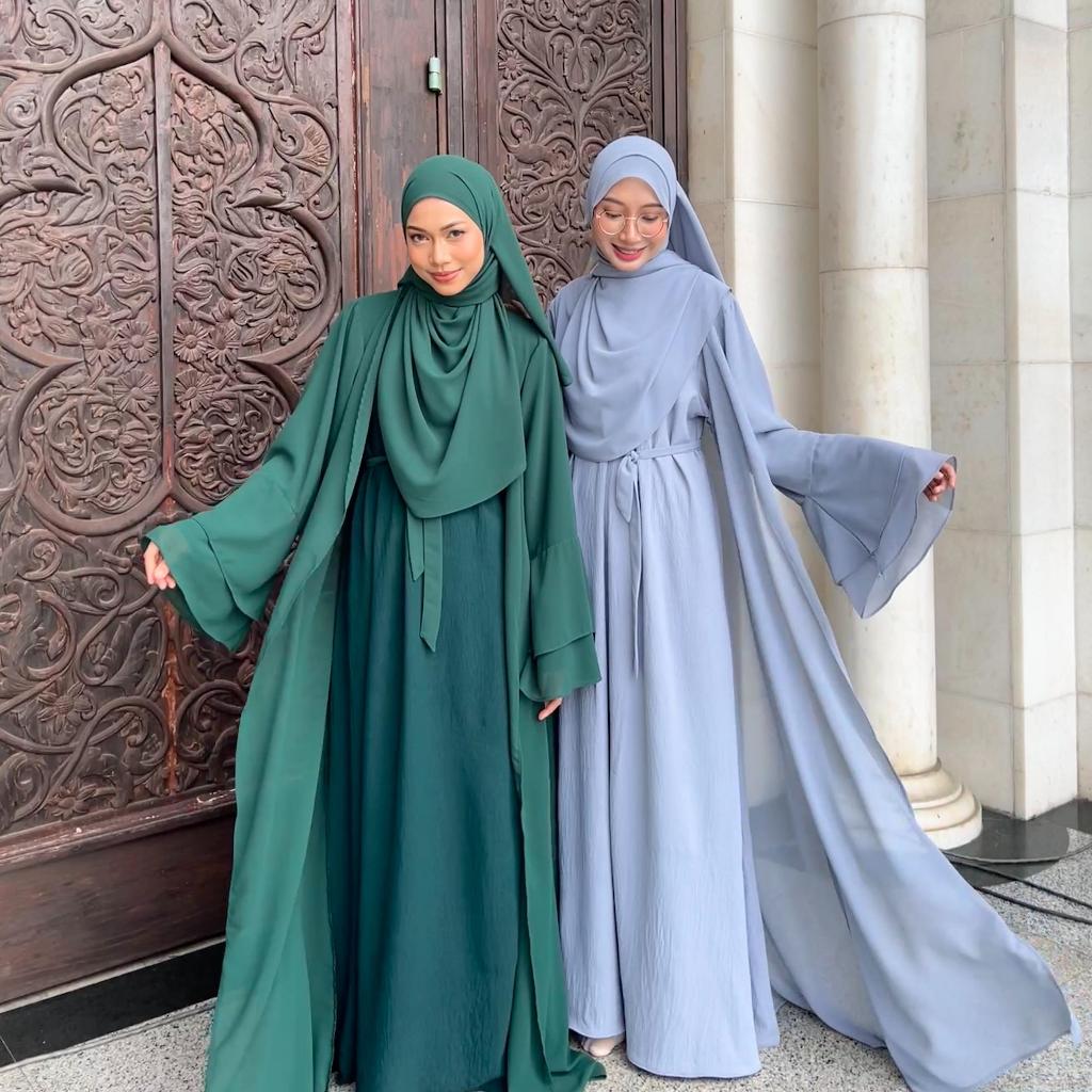 Ayra Abaya Full Set Dengan Inner Jubah & Shawl Chiffon - Cardigan ...