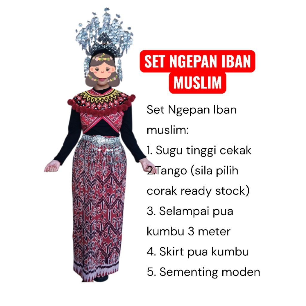 SET NGEPAN IBAN MUSLIN CORAK PUA KUMBU | Shopee Malaysia