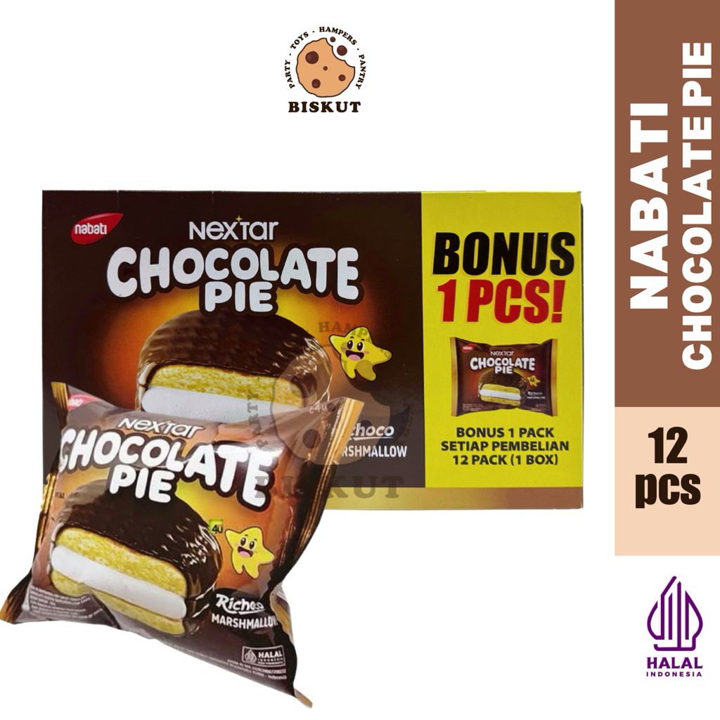 Nabati Nextar Chocolate Pie Richoco Marshmallow 24g x 12pcs + 1pcs ...
