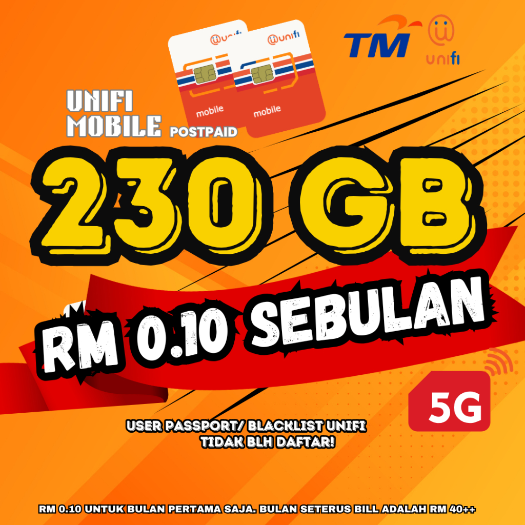 UNIFI POSTPAID 230GB 5G HIGHSPEED PLAN / UNLIMITED CALL / ADA SIM CARD ...