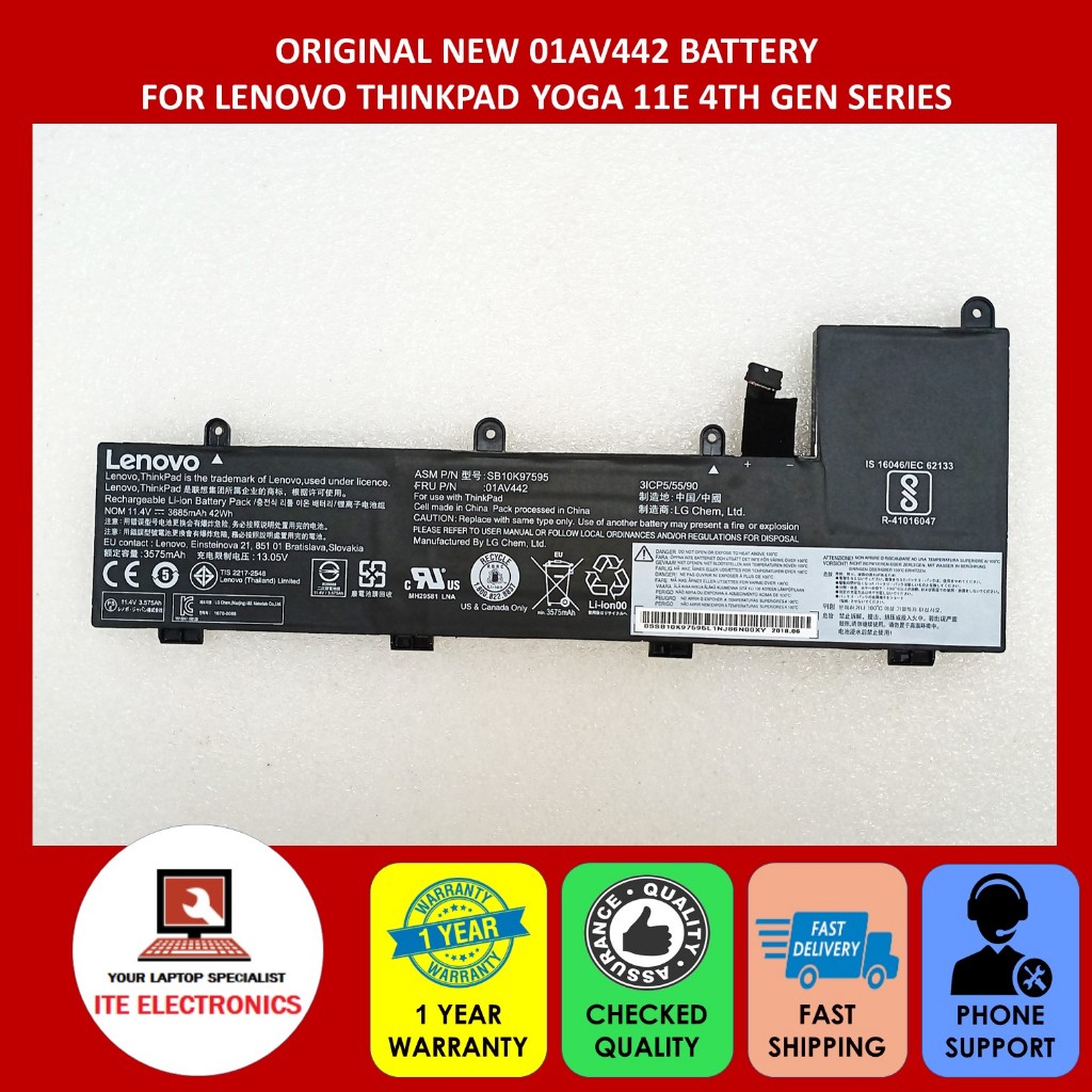 ORIGINAL NEW LENOVO THINKPAD YOGA 11E 4TH GEN SERIES LAPTOP BATTERY ...