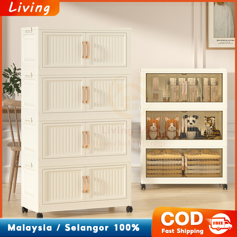 Foldable Storage Cabinet Almari Baju 3-6 Layers Double Magnetic Doors ...