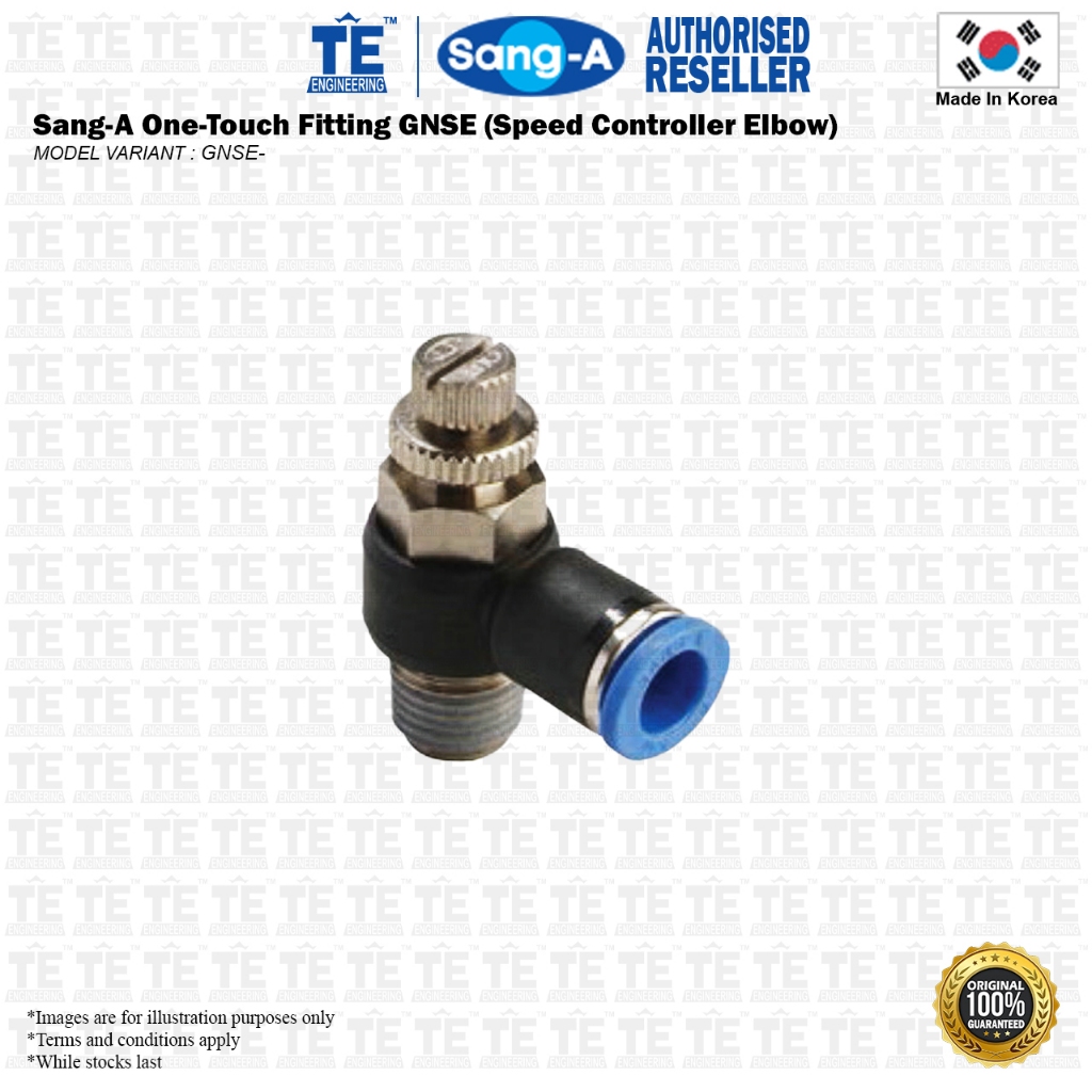 SANG-A Pneumatic Speed Controller (Elbow) GNSE For Tubing 6 to 12mm ...