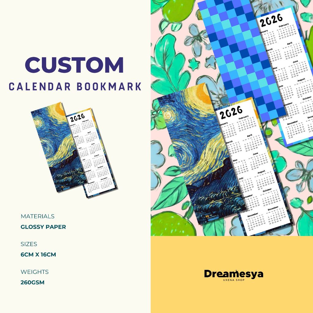 [Custom] Calendar Bookmark 2026, Beautiful Variation, Bookmark and ...