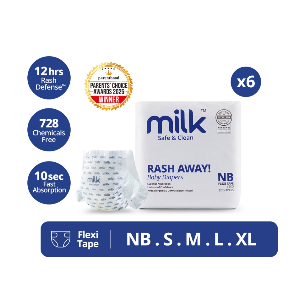 MILK Baby Diaper Flexi Tape Bundle - NB88+S96/S288/M252/L216/XL180 (6 Packs) | Shopee Malaysia