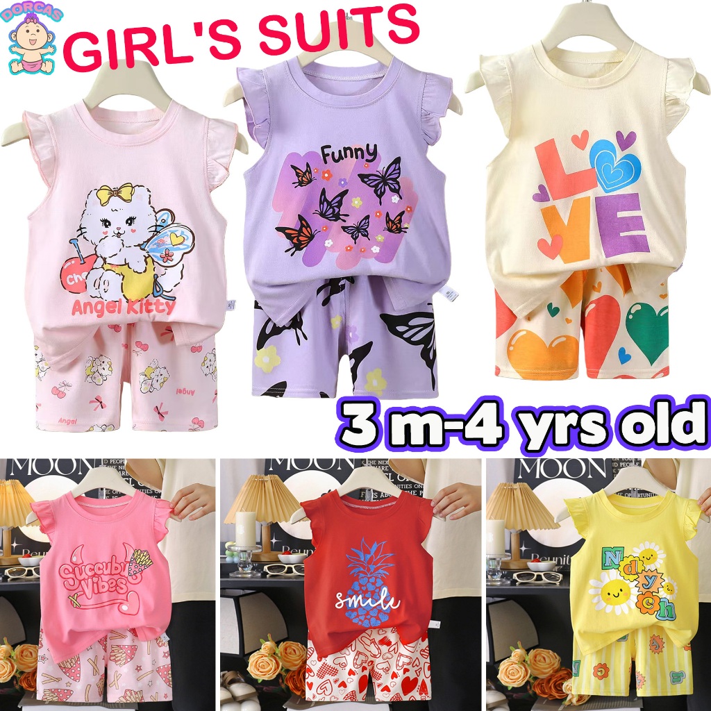 3 Months–4 Years Baby Singlet Set Cotton Baju Budak Tanpa Lengan Piyama ...