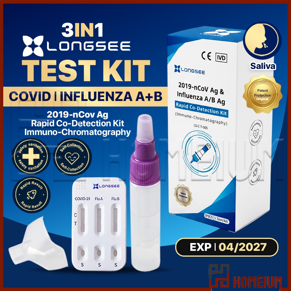 [READY STOCK] Longsee Self Test Kit Saliva 3in1 Covid-19 Influenza A/B ...