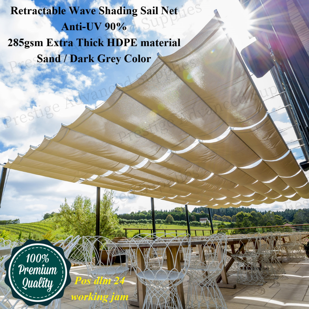285GSM Retractable Telescopic Sun Shade Net Anti-UV Wave Shading Garden ...