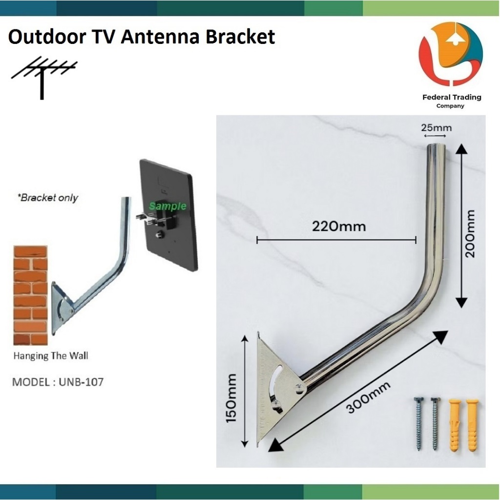 Universal Bracket for Outdoor Antenna Pole L Shape Tapak Tiang Aerial ...