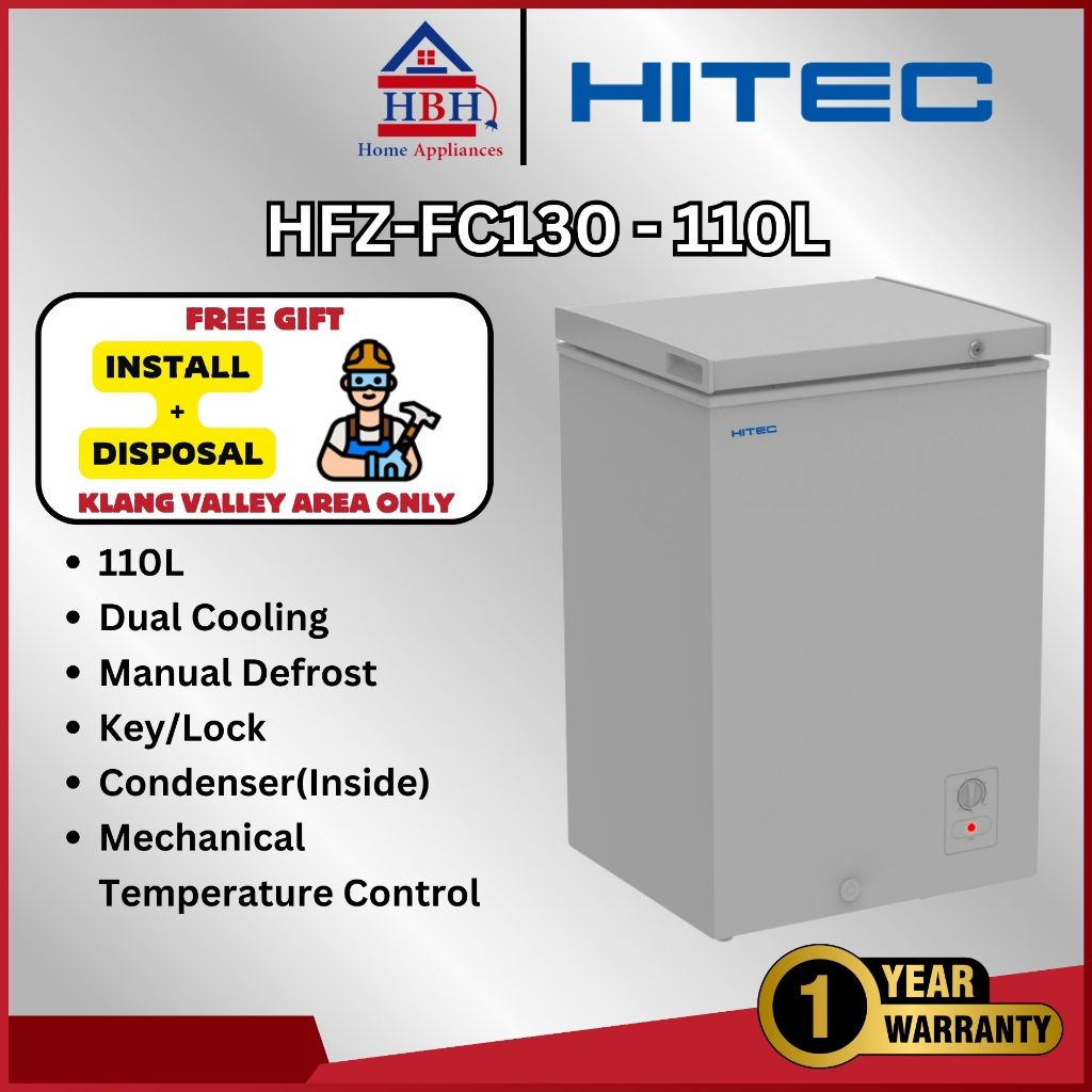 (Free Install) Hitec Chest Freezer | HFZ-FC130 | 110L | Dual Cooling ...