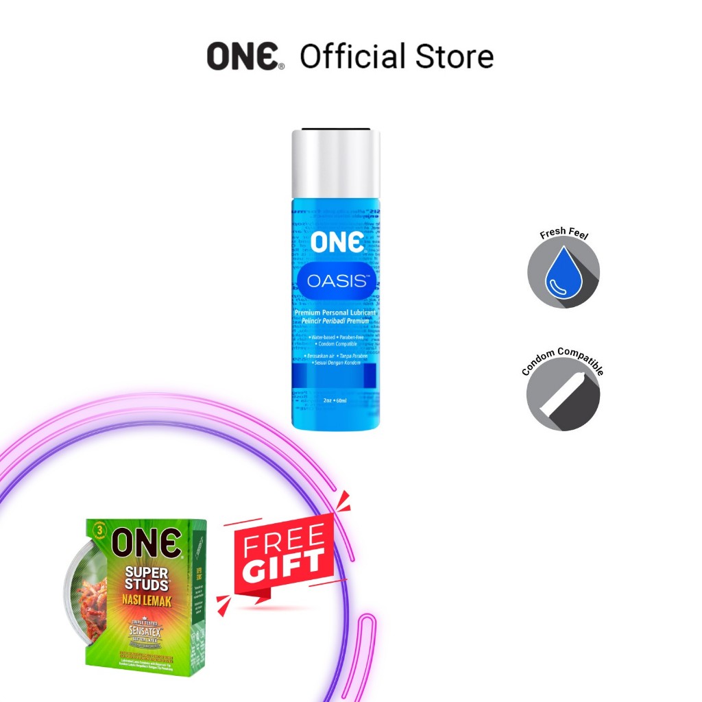 ONE Personal Lubricants Oasis Water Based (60ml) [FOC ONE Super Studs ...