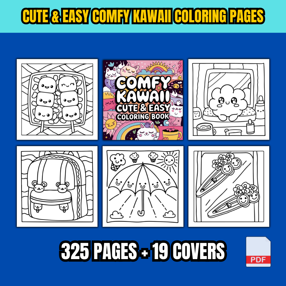 [PDF] 325 Cute & Easy Comfy Kawaii Coloring Pages For Kids | Shopee ...