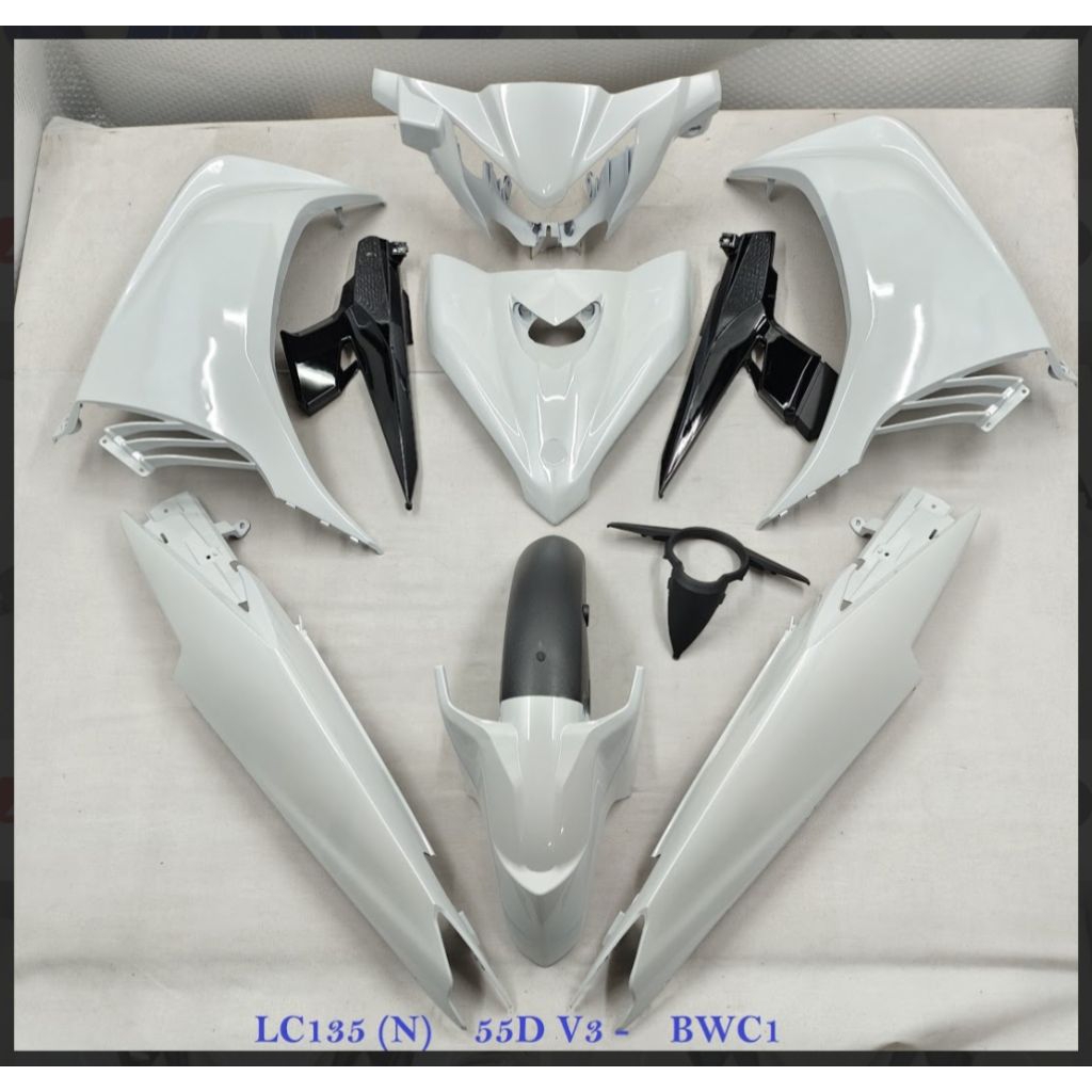 YAMAHA LC135 55D 135LC V3 4S Body Kaver Kaverset Caver Complete Black ...