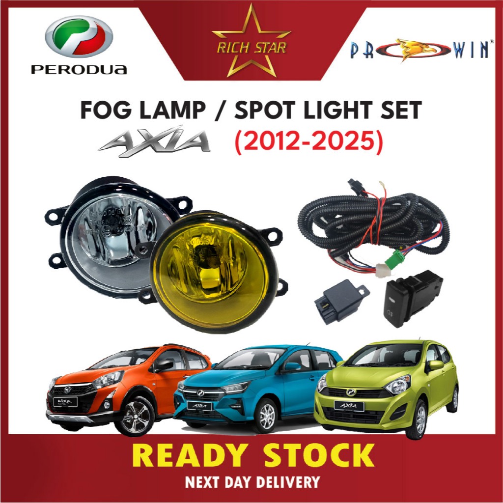 Perodua Axia (2012-2025) Spot light / Fog Lamp Fullset / Wirekit ...