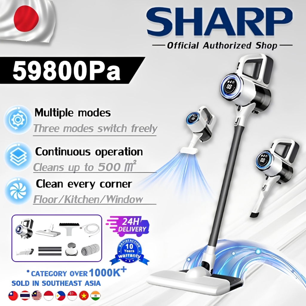 【10-year waranty】SHARP Cordless Vacuum Cleaner 59800PA Mite Removal ...