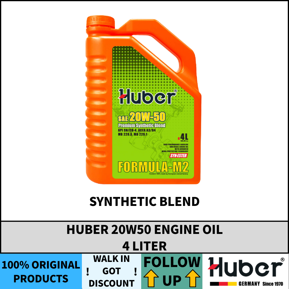 HUBER 20W-50 ENGINE OIL 4LITER FORMULA-M2 (PREMIUM SYNTHETIC BLEND ...